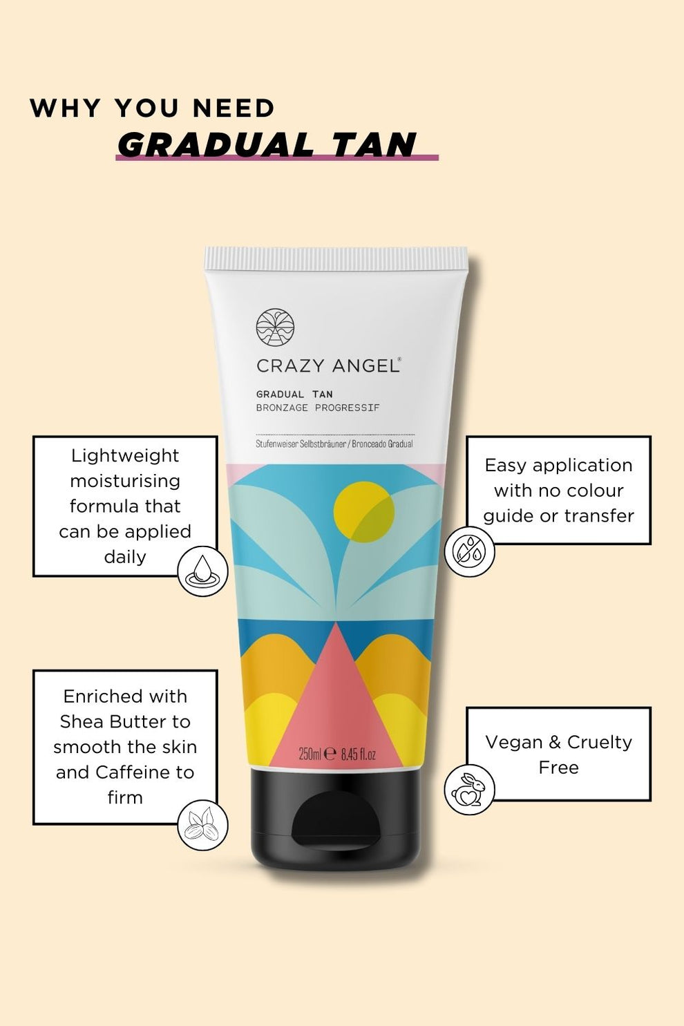 Gradual Tan | Buildable Self-Tanning Moisturiser | Crazy Angel
